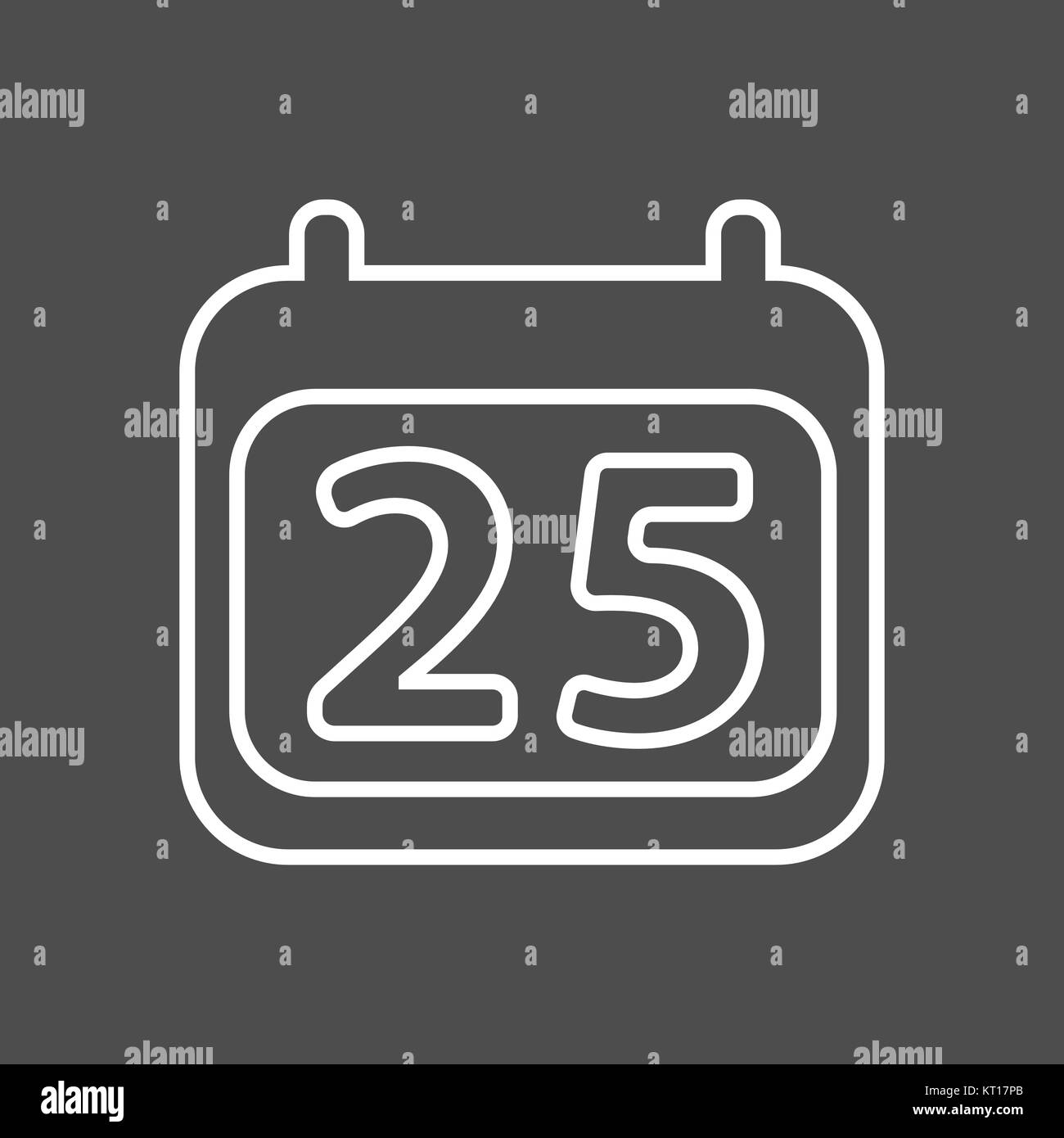 Calendar icon vector. Simple calendar with date 25 Stock Vector Image ...