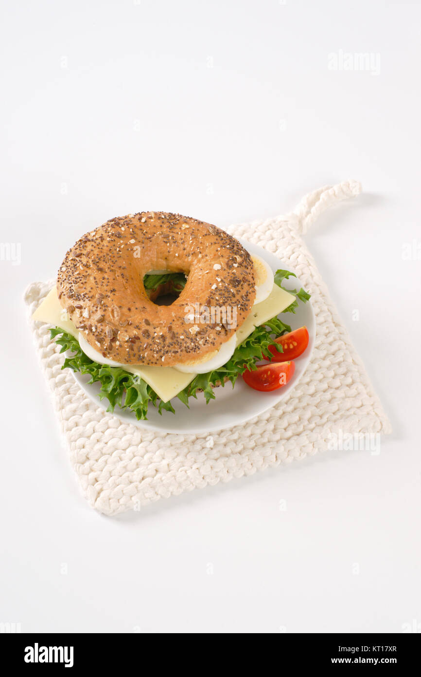 bagel sandwich with eggs and cheese Stock Photo - Alamy