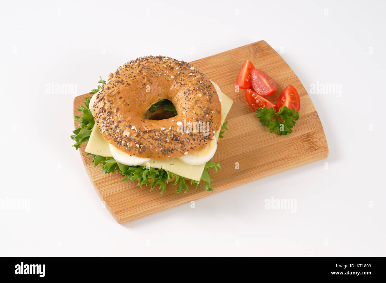 bagel sandwich with eggs and cheese Stock Photo - Alamy