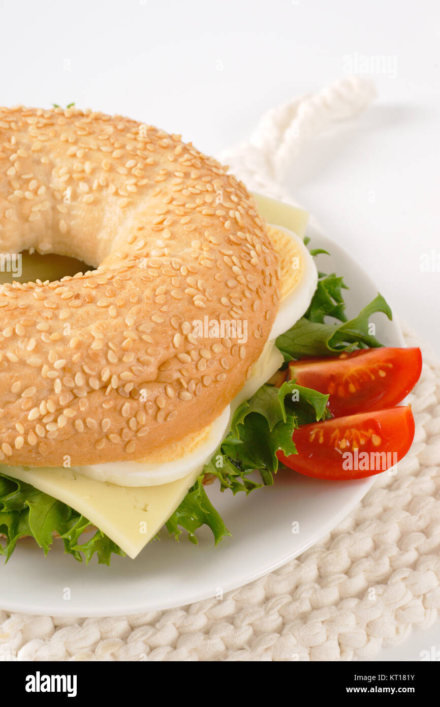 egg and cheese bagel sandwich Stock Photo - Alamy