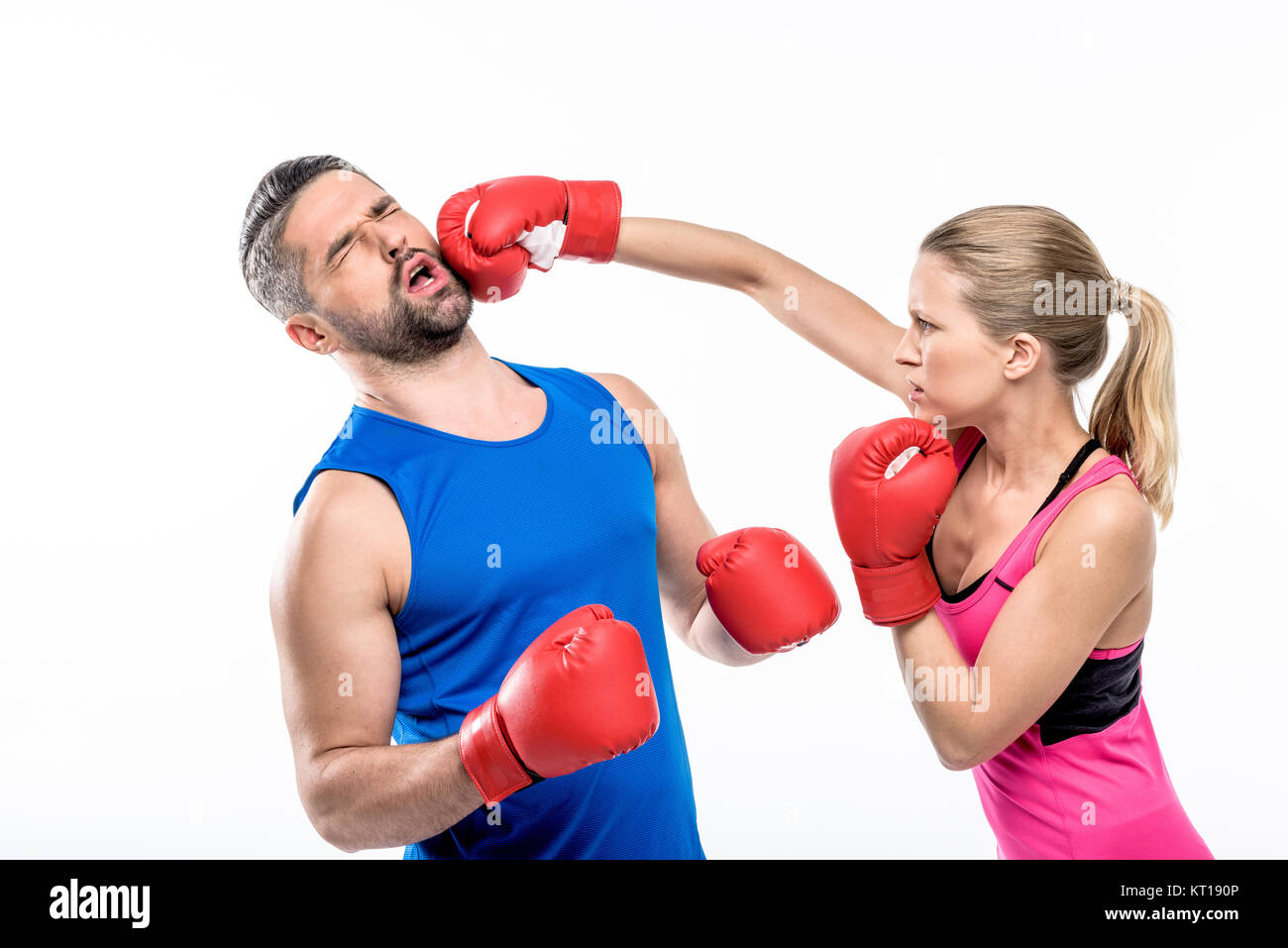 Man and woman boxing Stock Photo - Alamy