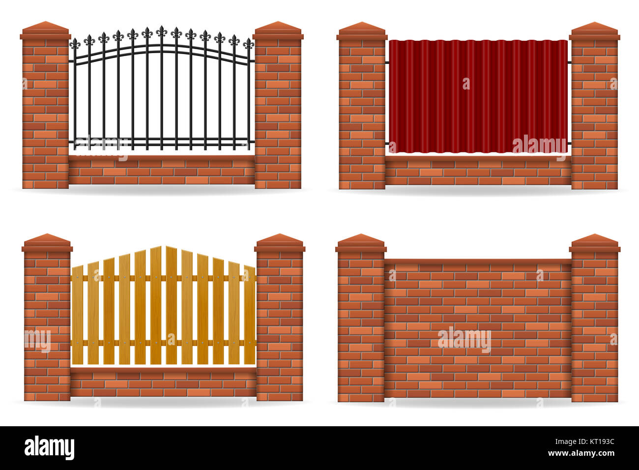 brick fence vector illustration isolated on white background Stock ...