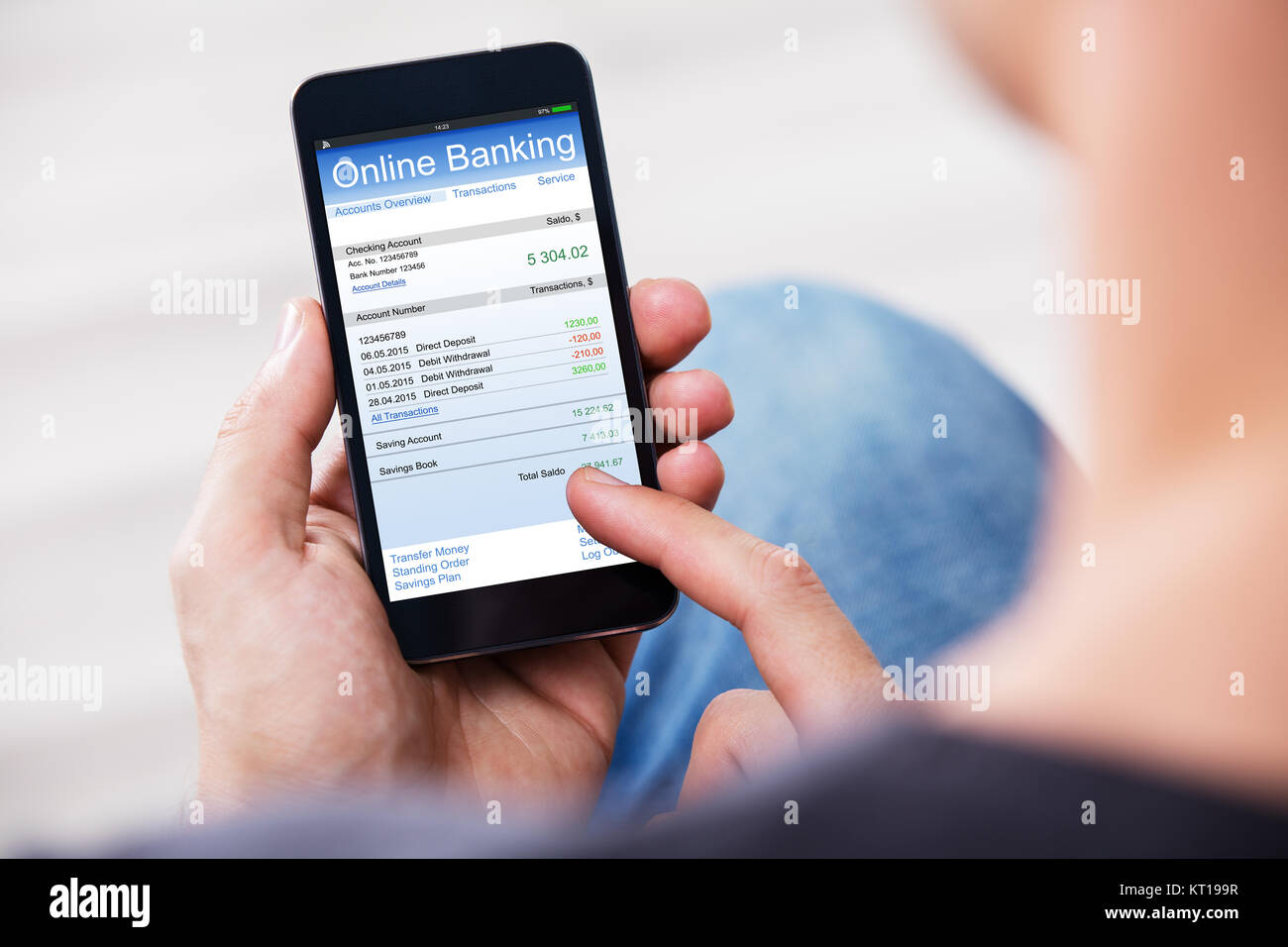 Man Banking Online Using Mobile Phone Stock Photo - Alamy