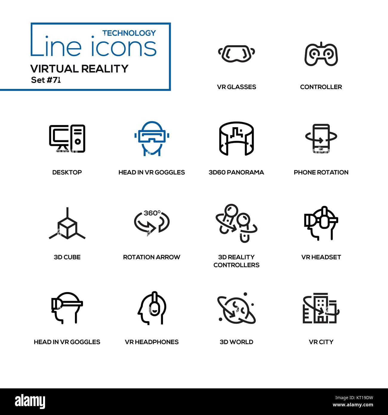 Virtual reality - line design icons set Stock Vector Image & Art - Alamy