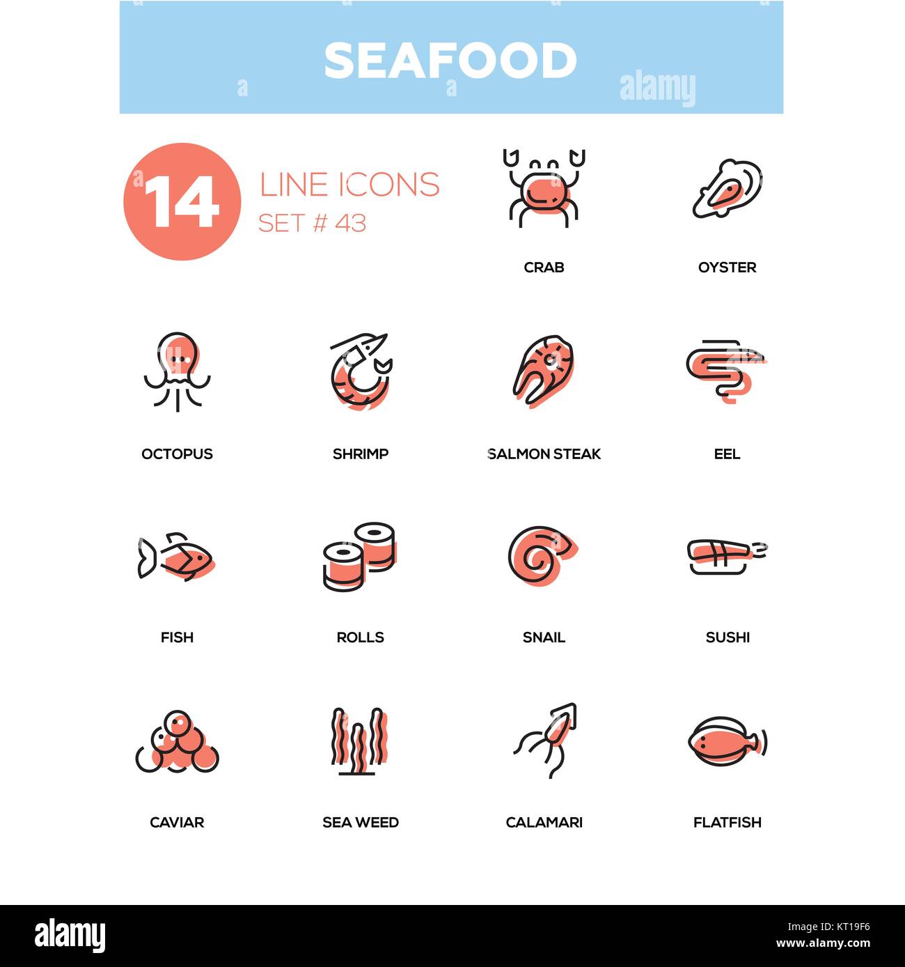 Seafood concept - line design icons set Stock Vector Image & Art - Alamy