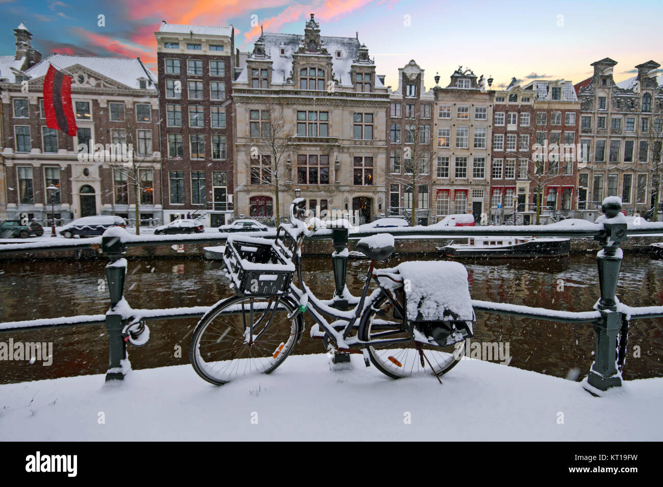 Amsterdam in winter in the Netherlands at sunset Stock Photo - Alamy