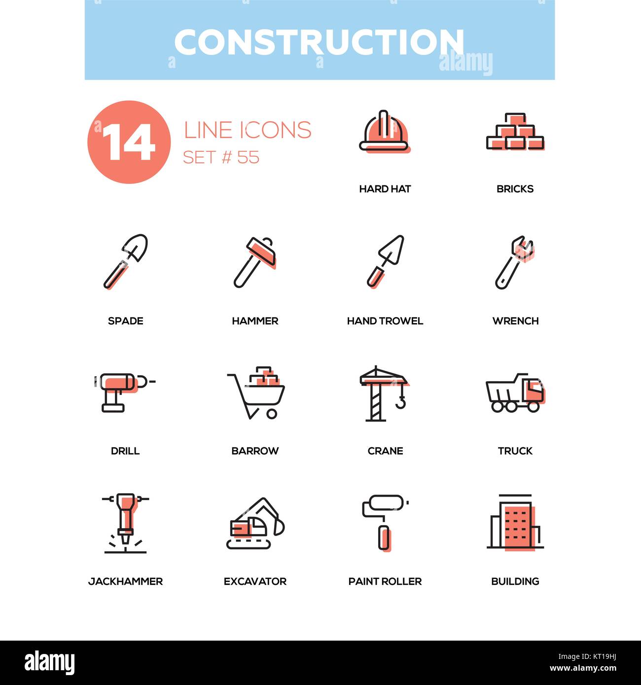 Industrial concept, construction - line design icons set Stock Vector ...