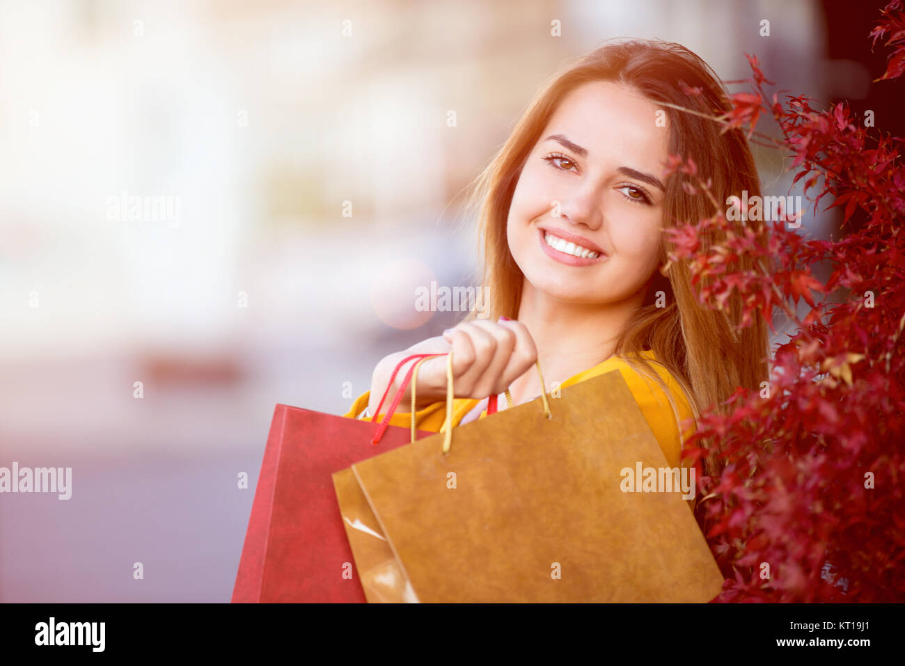 Pretty girl with shopping bags having fun, shopper, shopaholic Stock ...