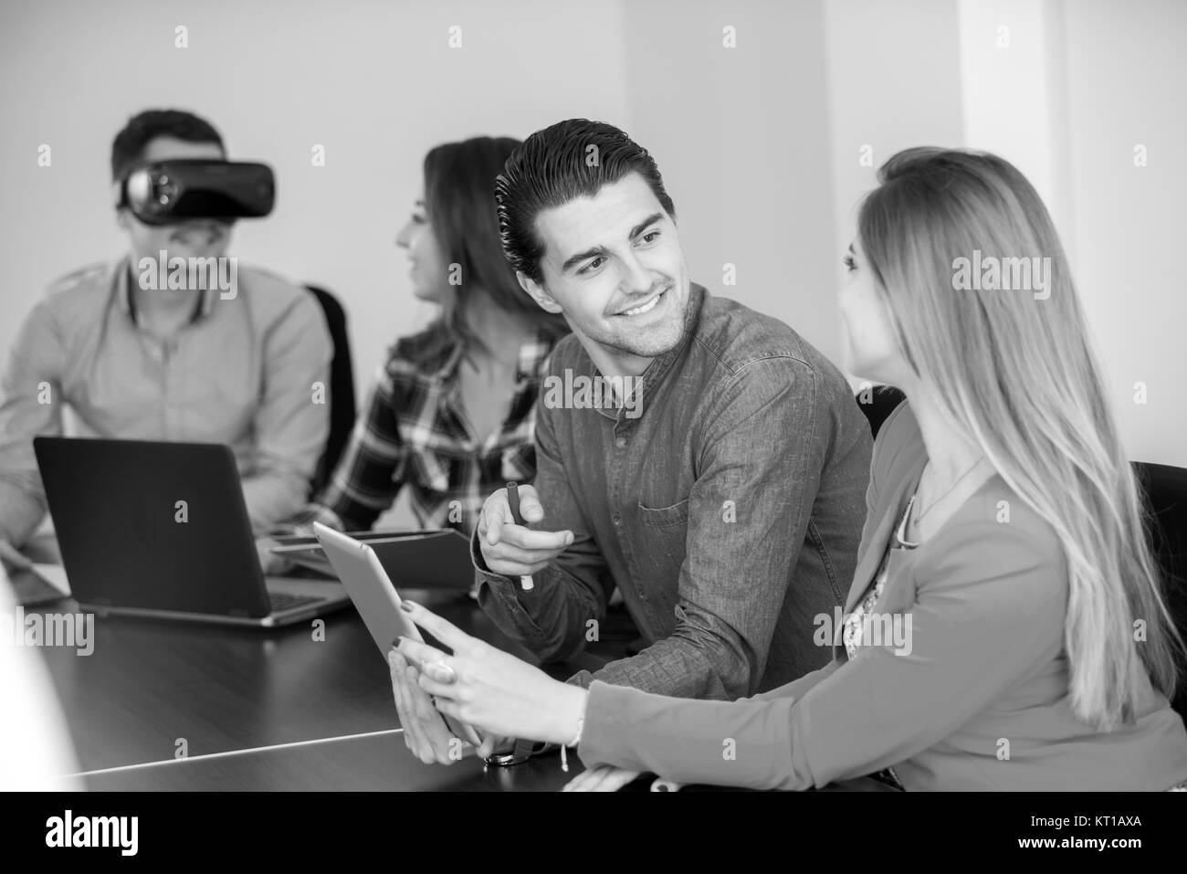 Young gamer using computer Black and White Stock Photos & Images - Alamy