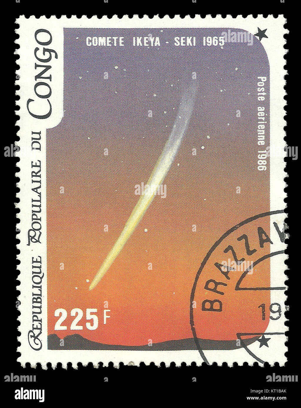 Congo - CIRCA 1986: Stamp dedicated to Halley Comet, shows comet Ikeya ...