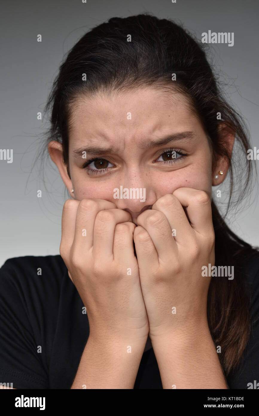 Fearful Young Girl Stock Photo - Alamy