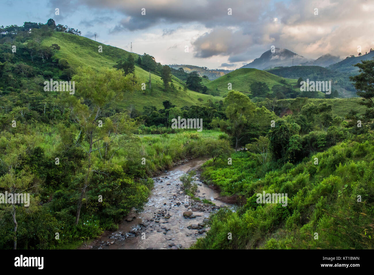 A river and the mountains of Honduras Stock Photo - Alamy