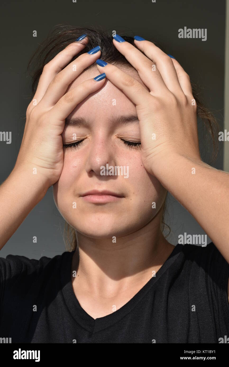 Forgetful Youthful Girl Stock Photo - Alamy