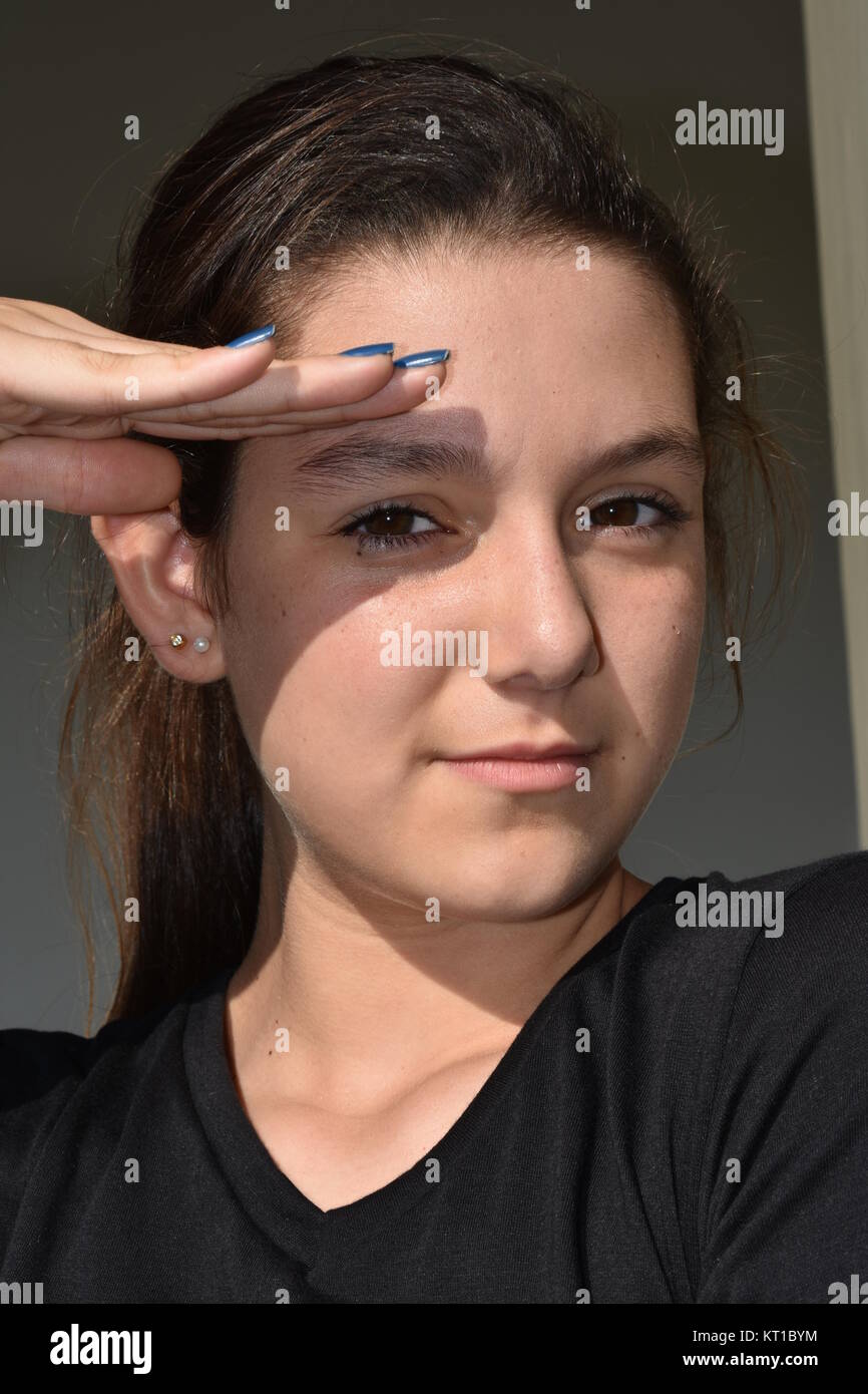 Saluting Pretty Girl Stock Photo - Alamy