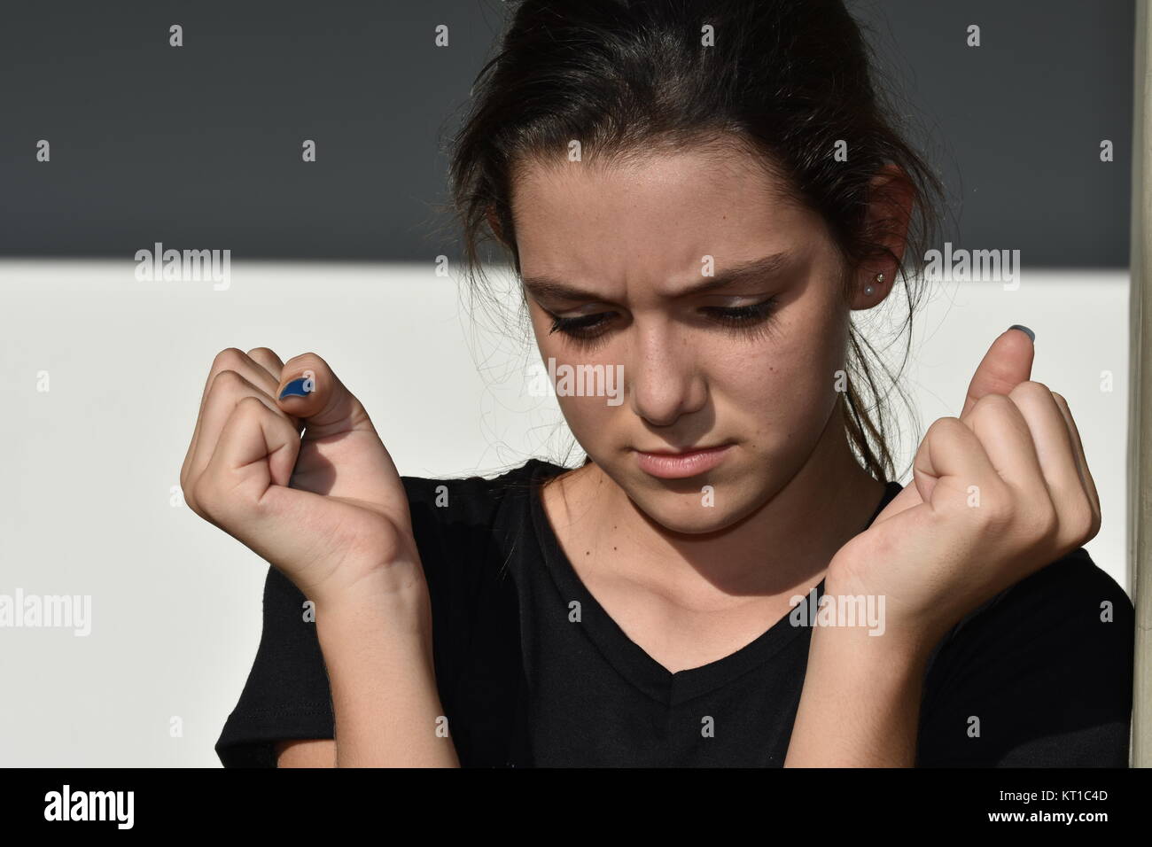 Youthful Girl And Worry Stock Photo - Alamy