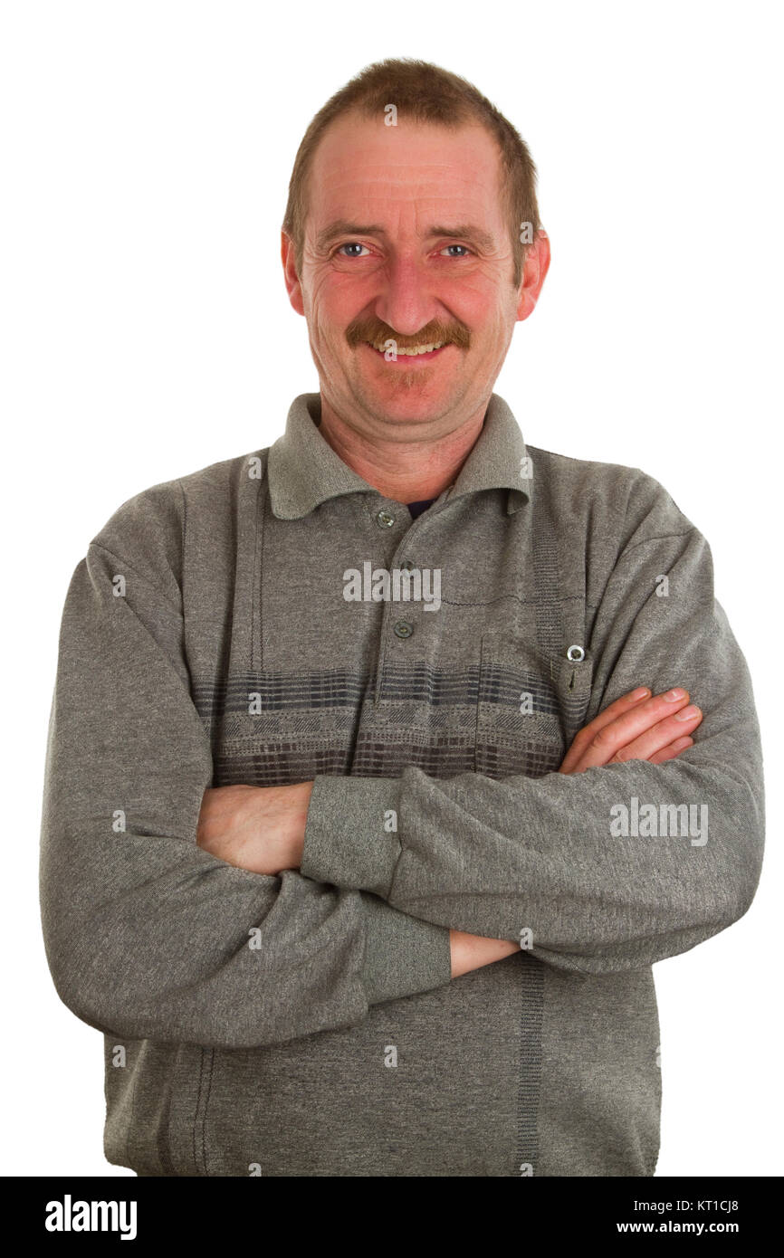 Mann stehend freigestellt auf weißem Hintergrund Stock Photo - Alamy