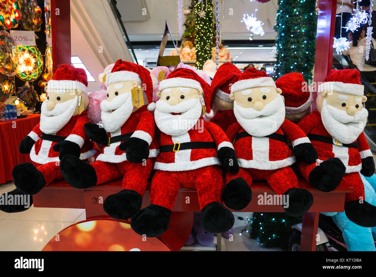 Soft cuddly Father Christmas toys on sale in the Ayala Centre,Cebu City ...