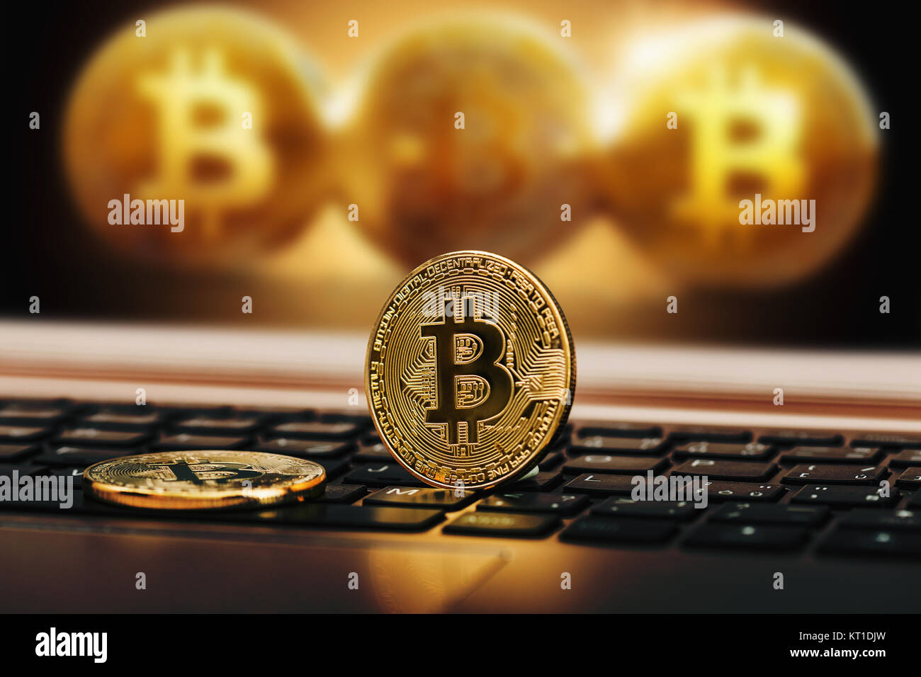 Close up golden bitcoin coin crypto Currency background concept. Golden ...