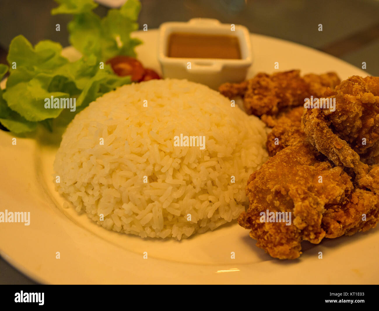 Fire chicken with rice on the table, japan style Stock Photo - Alamy