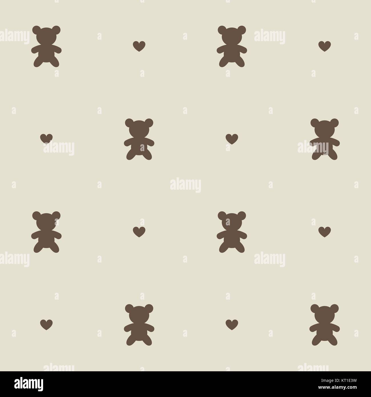 Seamless vector pattern. Teddy bears and hearts. Baby and nursery motif ...