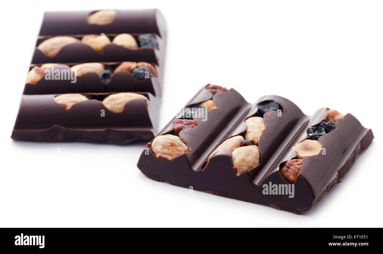 Nutty chocolate isolated over white background Stock Photo - Alamy