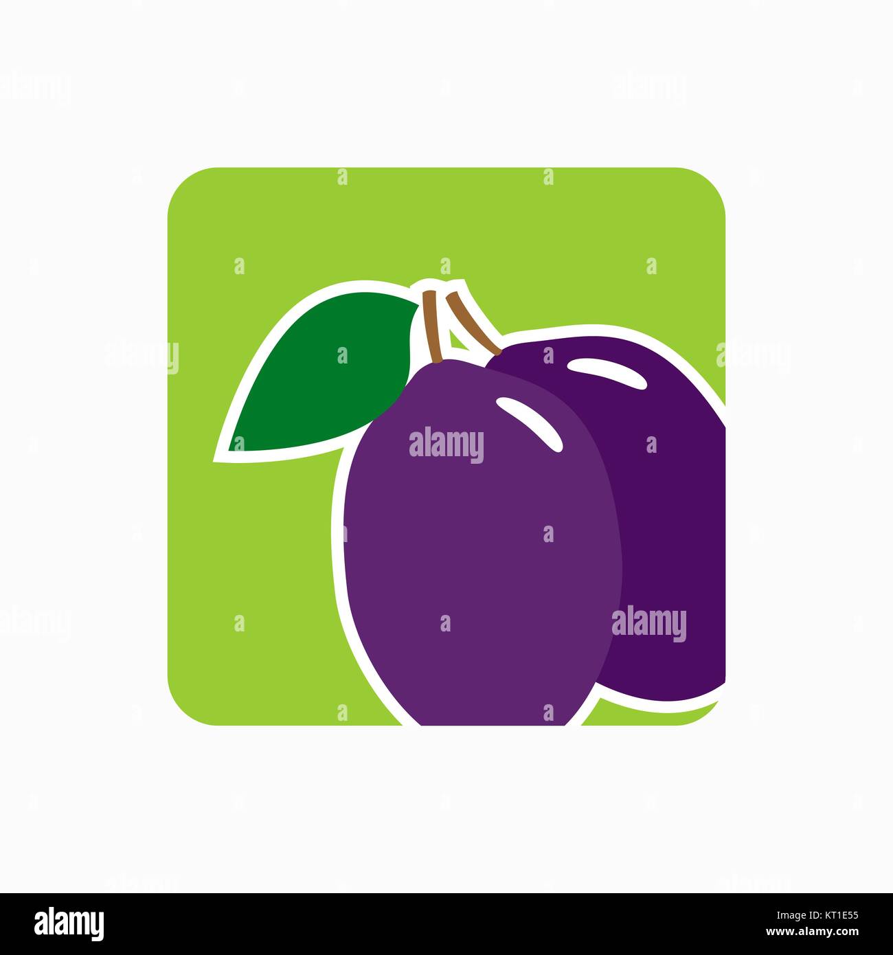 Plum icon simple flat vector illustration. Fresh plum sign Stock Vector ...