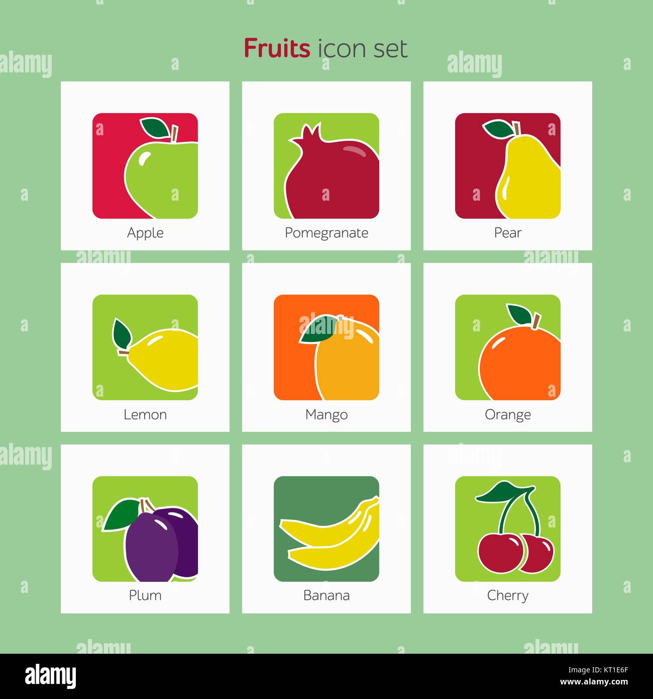 Fruit icon set simple flat vector illustration Stock Vector Image & Art ...