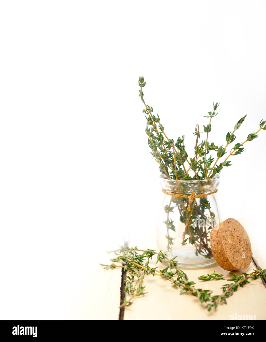 fresh thyme on a glass jar Stock Photo - Alamy