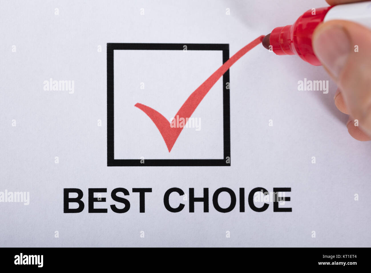 Person Ticking Best Choice In Check Box Option Stock Photo - Alamy
