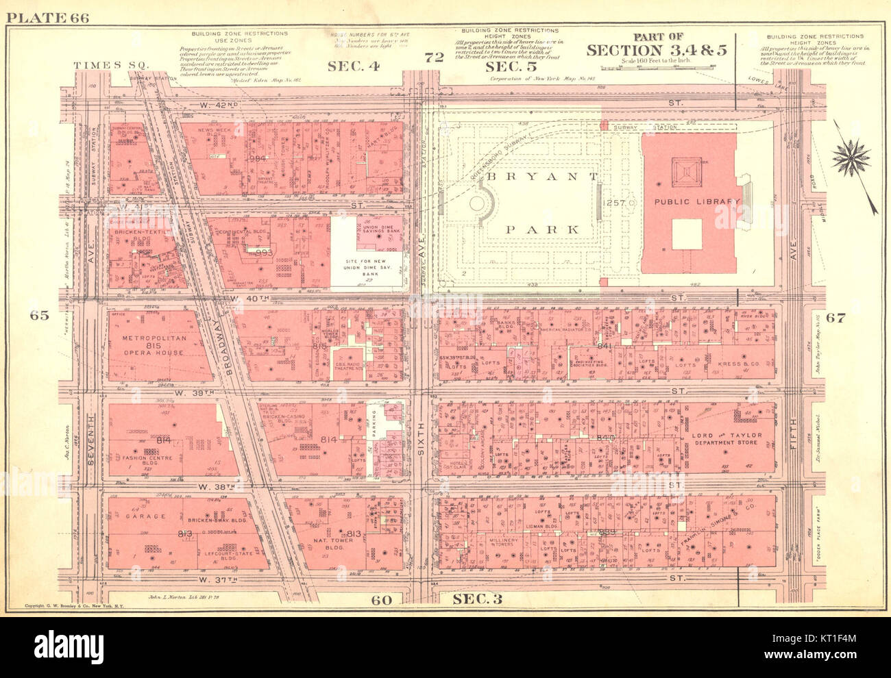 The Bromley Manhattan Plate 066, published in 1955, is a historical ...