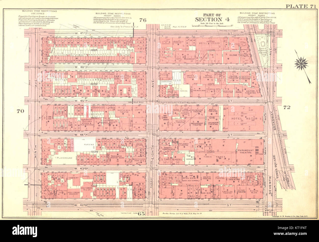 Bromley Manhattan Plate 071, a vintage map of Manhattan, New York City ...