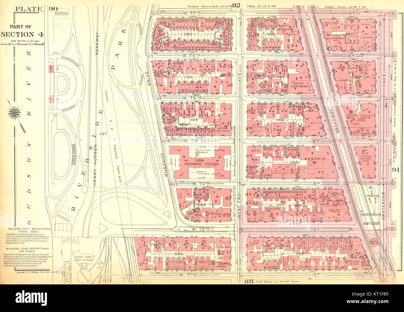 This image features a Bromley Manhattan map plate from 1955, showcasing ...