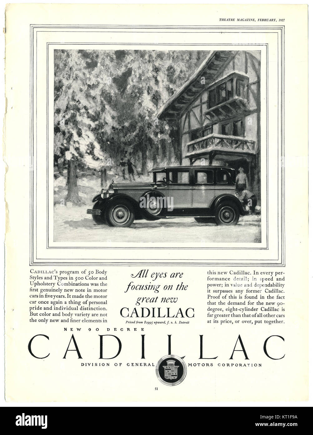 A 1927 Cadillac magazine advertisement showcasing the luxury and design ...