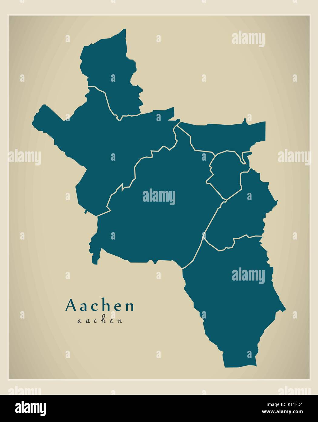 Modern City Map - Aachen city of Germany with boroughs DE Stock Vector ...