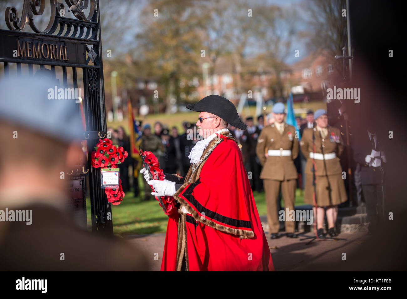 Mayor at Remembrance Day Parade In Stowmarket UK in Bright Red ...