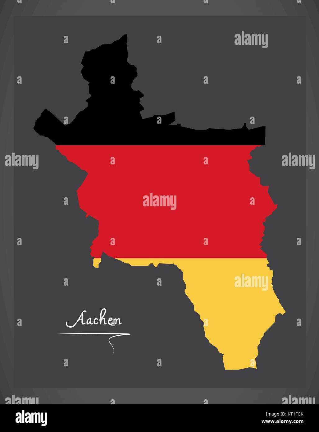 Aachen map with German national flag illustration Stock Vector Image ...