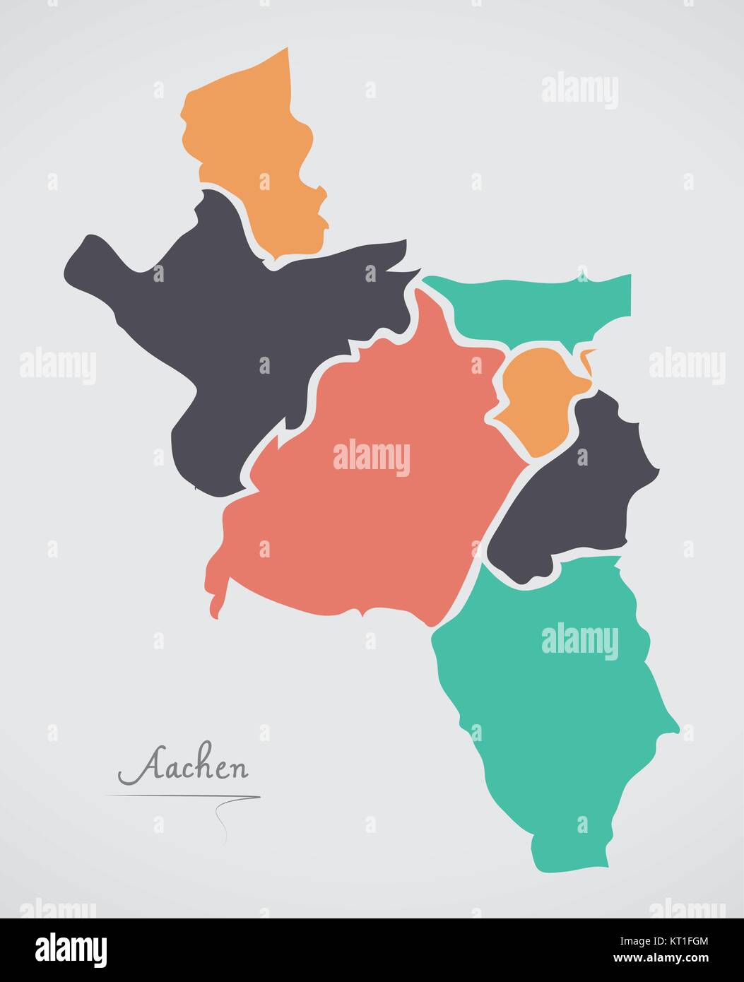 Aachen Map with boroughs and modern round shapes Stock Vector Image & Art - Alamy