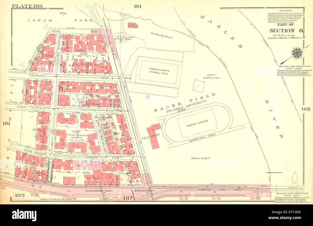 The Bromley Manhattan Plate 186, published in 1955, is a detailed ...
