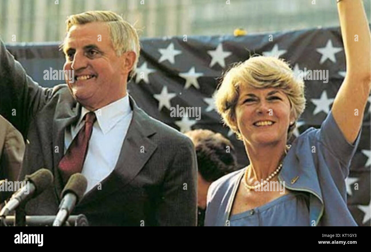 This image shows Walter Mondale and Geraldine Ferraro campaigning in ...