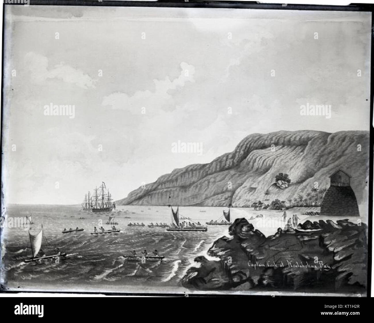 This photograph of Captain Cook at Kealakekua Bay captures a historic ...