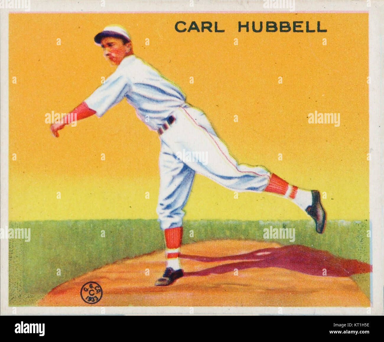 This card features Carl Hubbell, a renowned American baseball pitcher ...