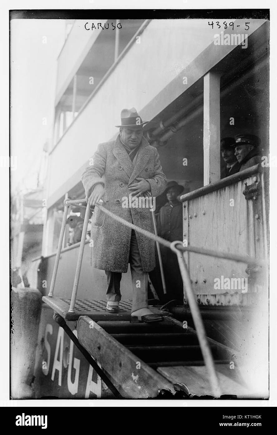 The image features a portrait of the famous tenor Enrico Caruso ...