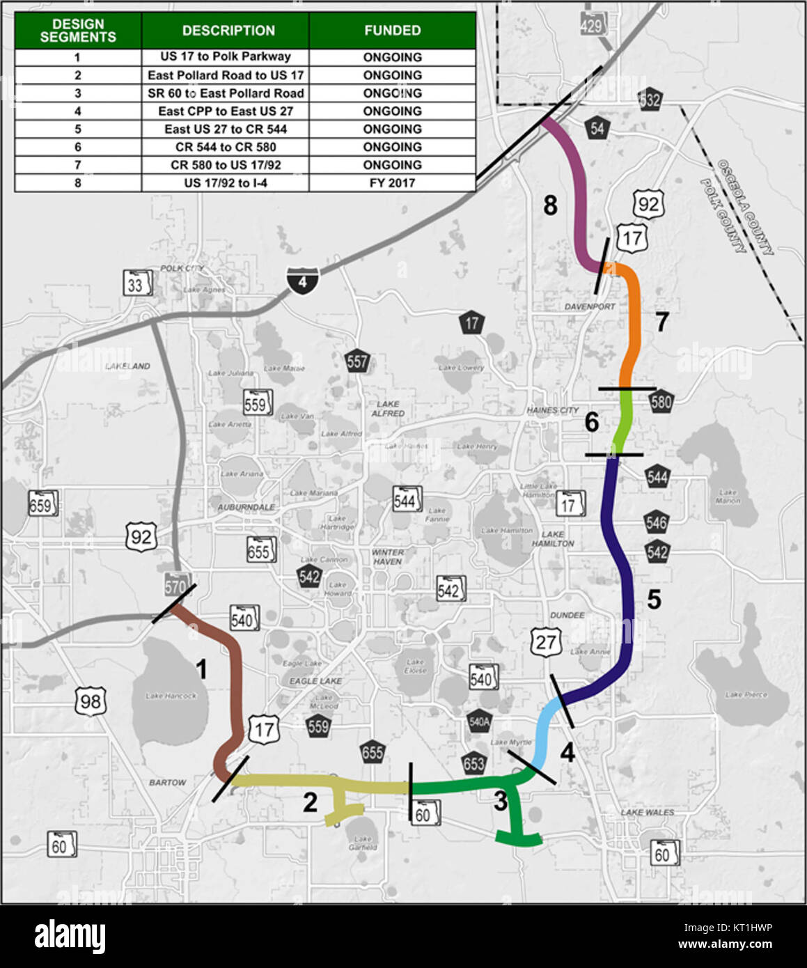 The proposed map of the Central Polk Parkway highlights the planned ...