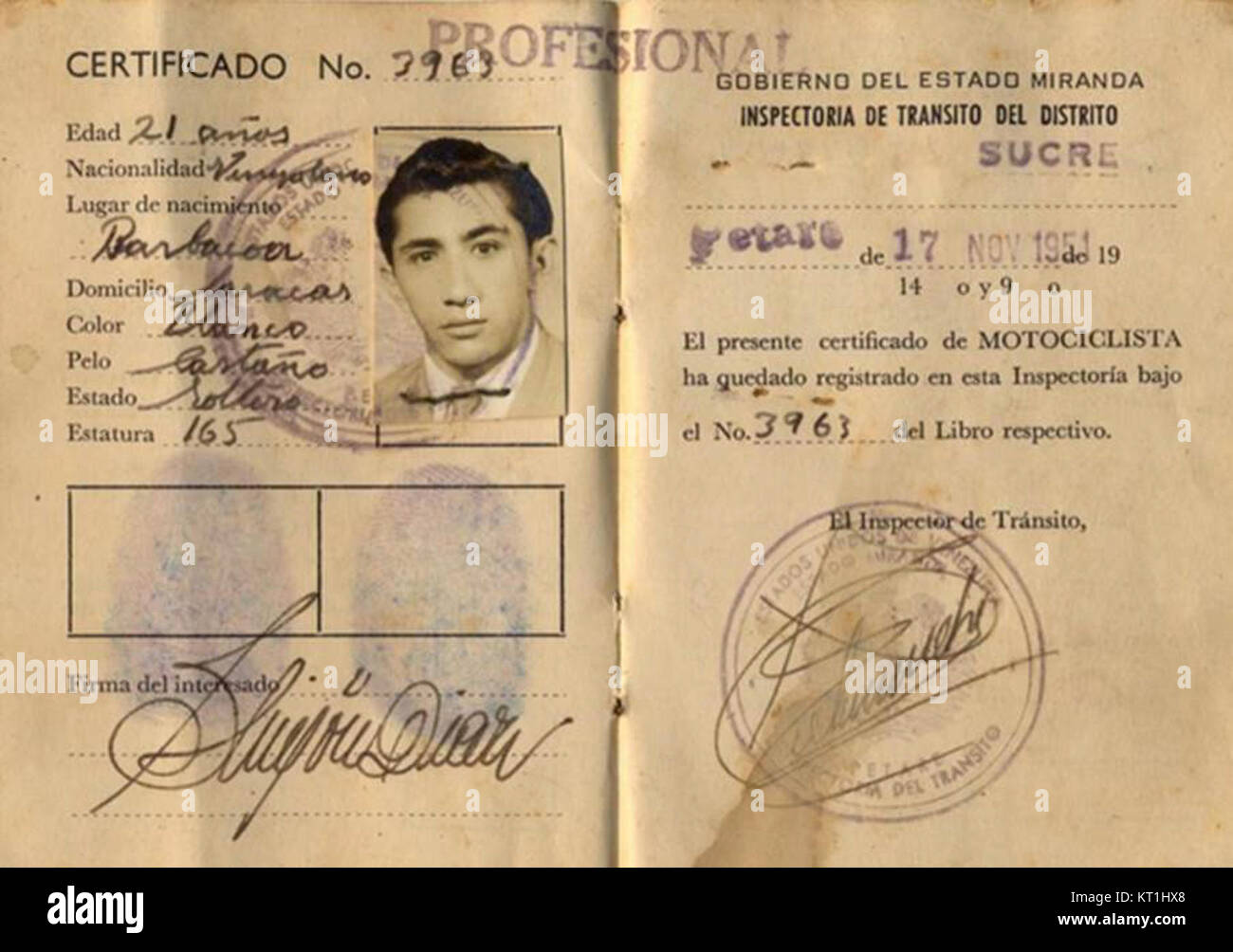 This image shows a Spanish driving license certificate, ‘Certificado de ...