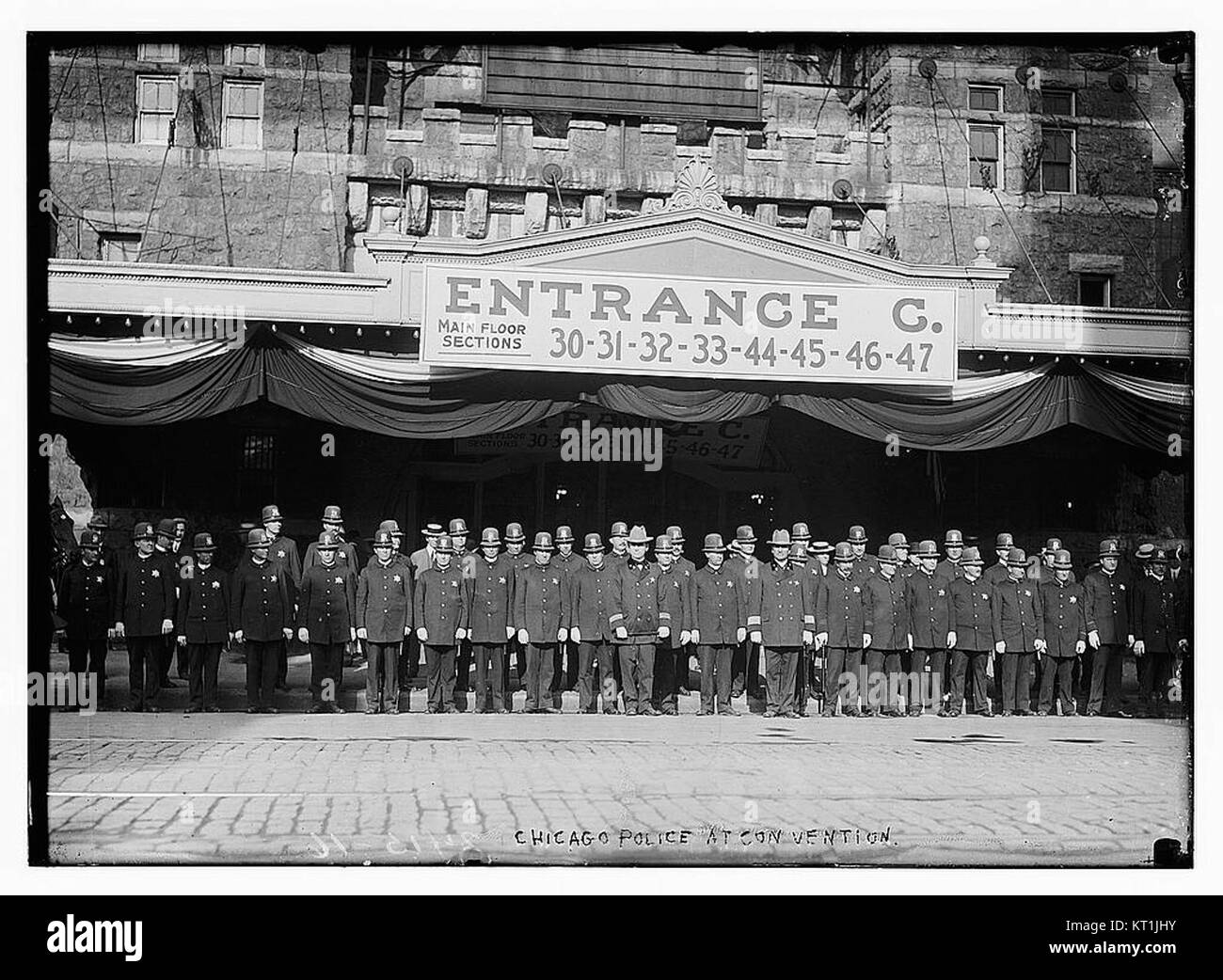 This image shows Chicago police at a convention, possibly during a ...