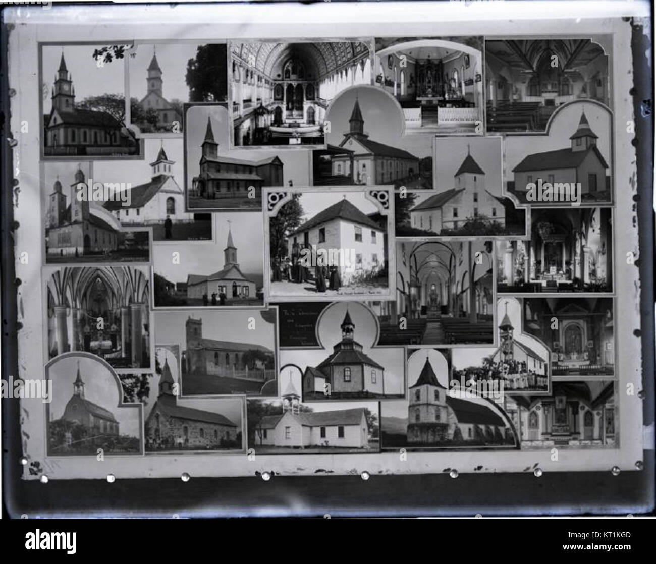 This collage features several Hawaiian churches, captured in a ...