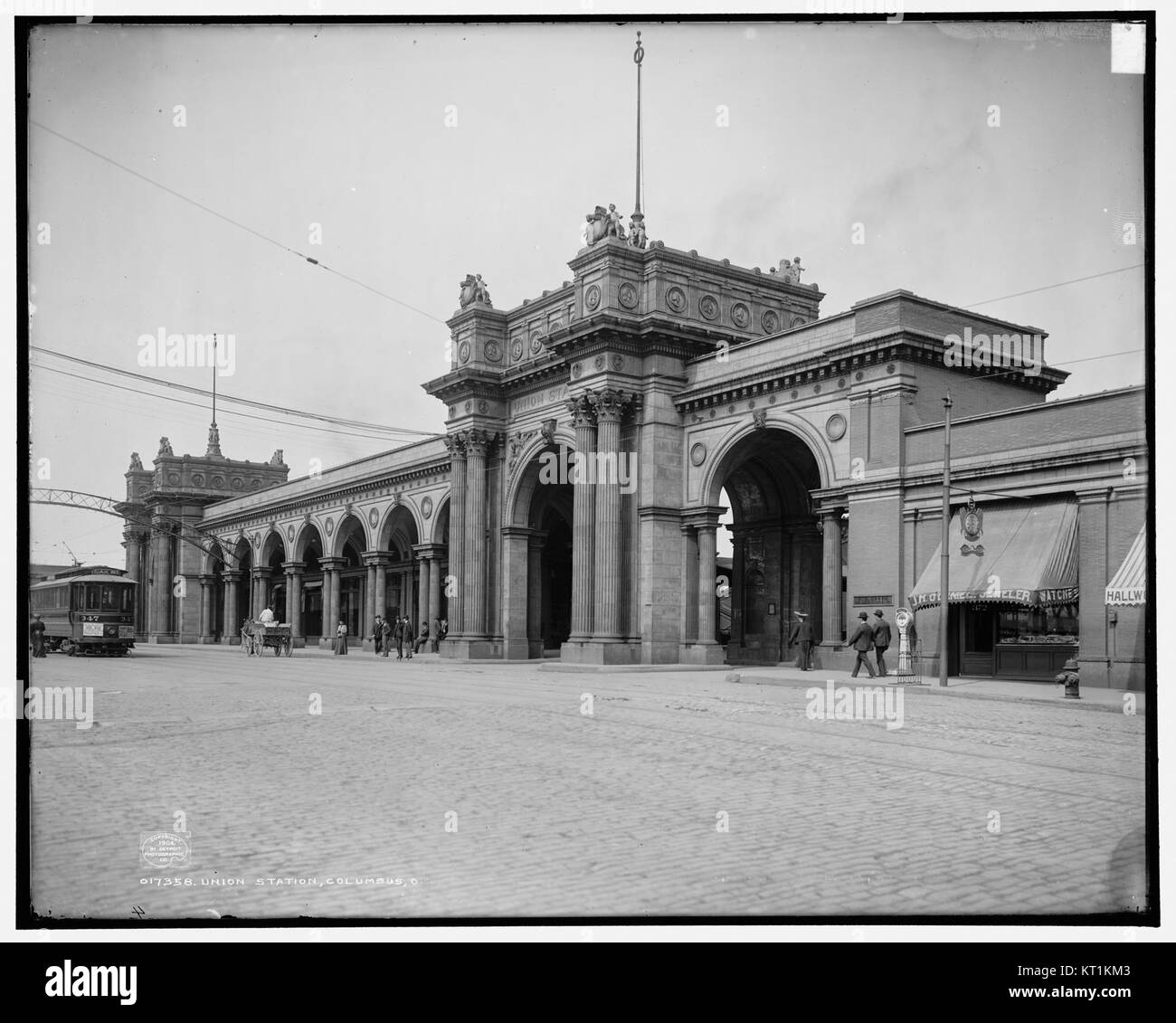The southern facade of Columbus Union Station, a historic railway ...