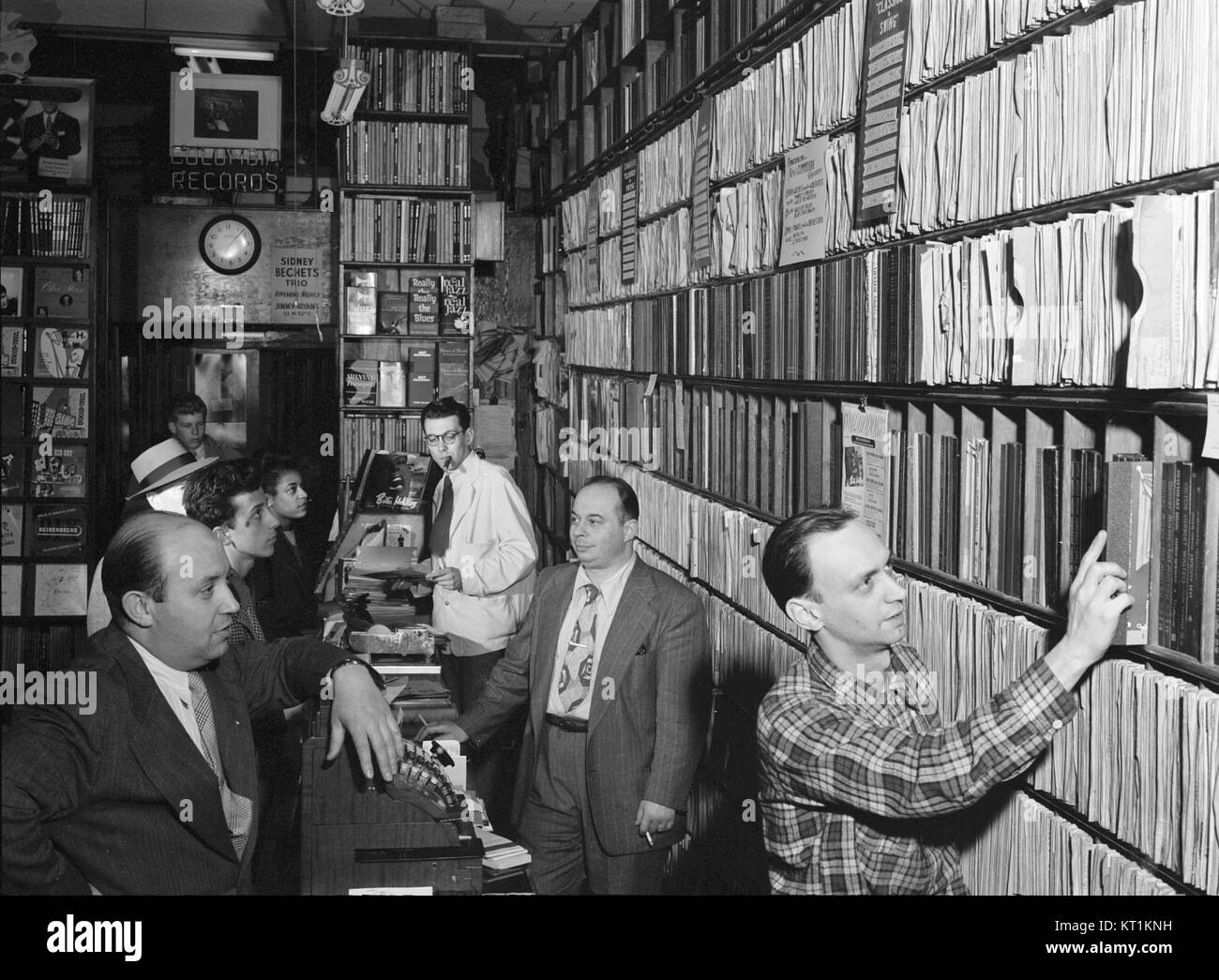 Photograph of the Commodore Music Shop in 1947, displaying its exterior ...