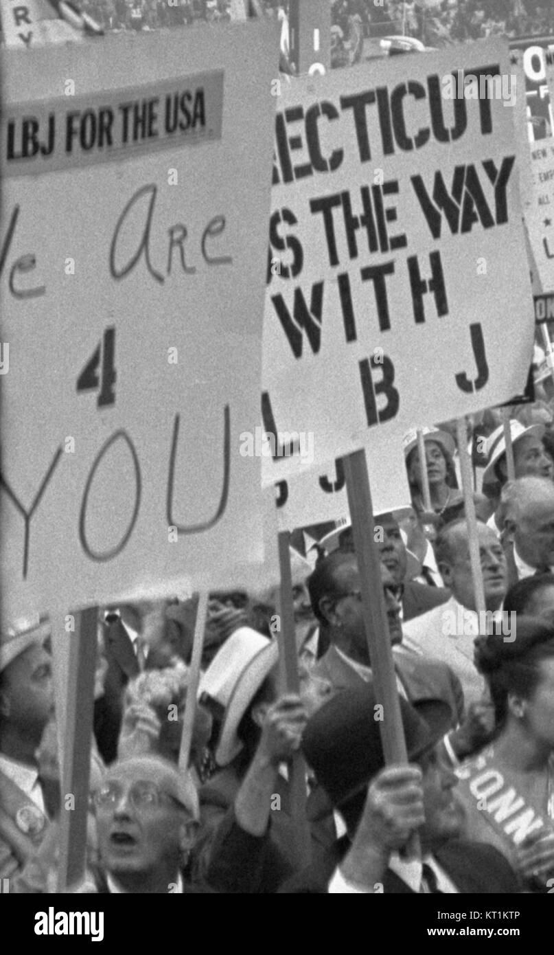 A photograph showing Connecticut delegates during the 1964 Democratic ...