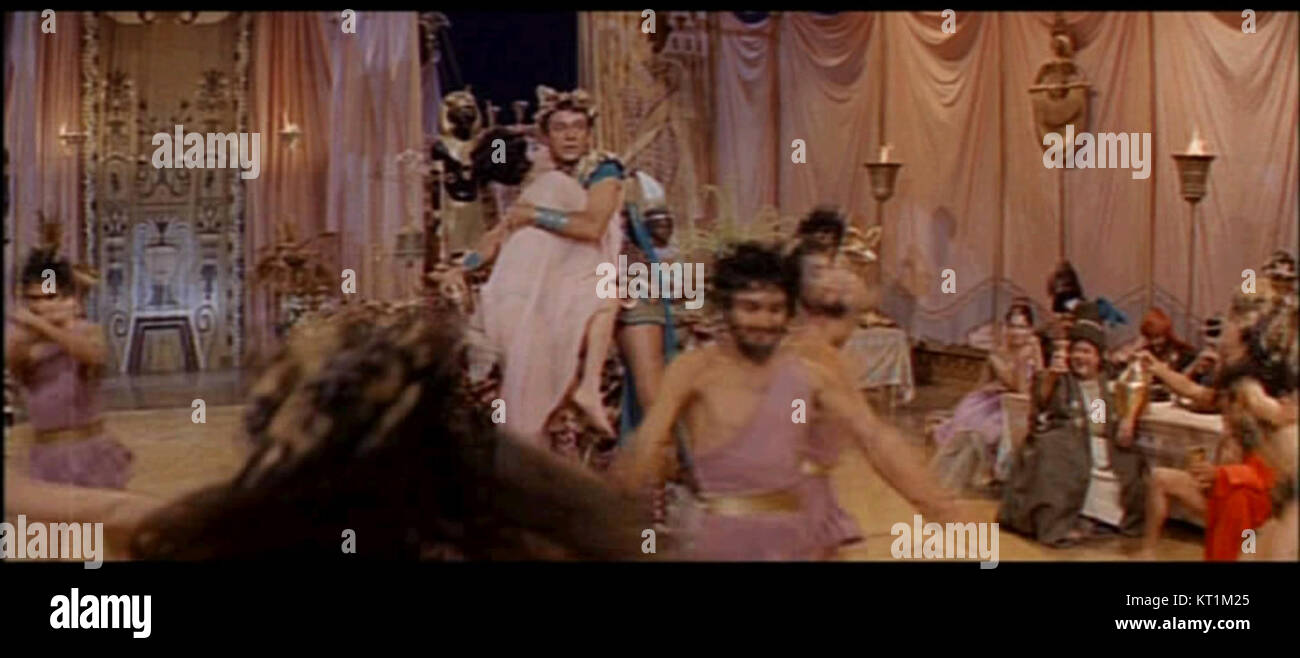 This screenshot from the 1963 film *Cleopatra* captures a dramatic ...